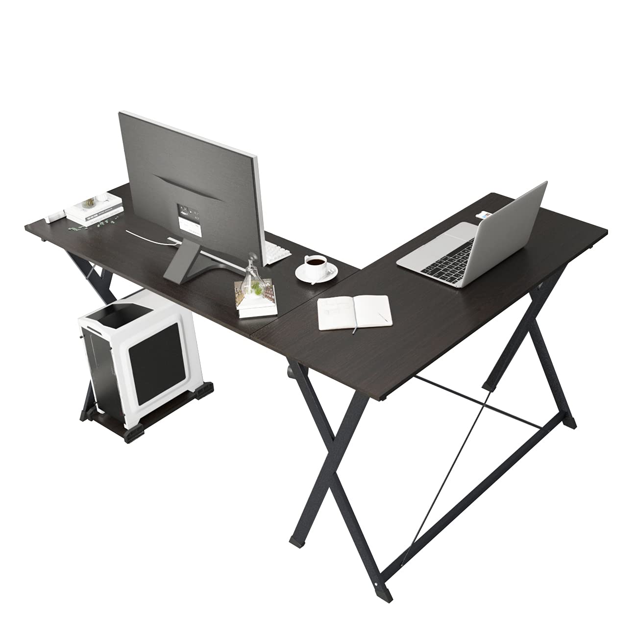 sogesfurniture L-Shaped Desk Corner Table Computer Desk Workstation Desk PC Laptop Office Desk L Desk, Black BHUS-ZJ1-BK