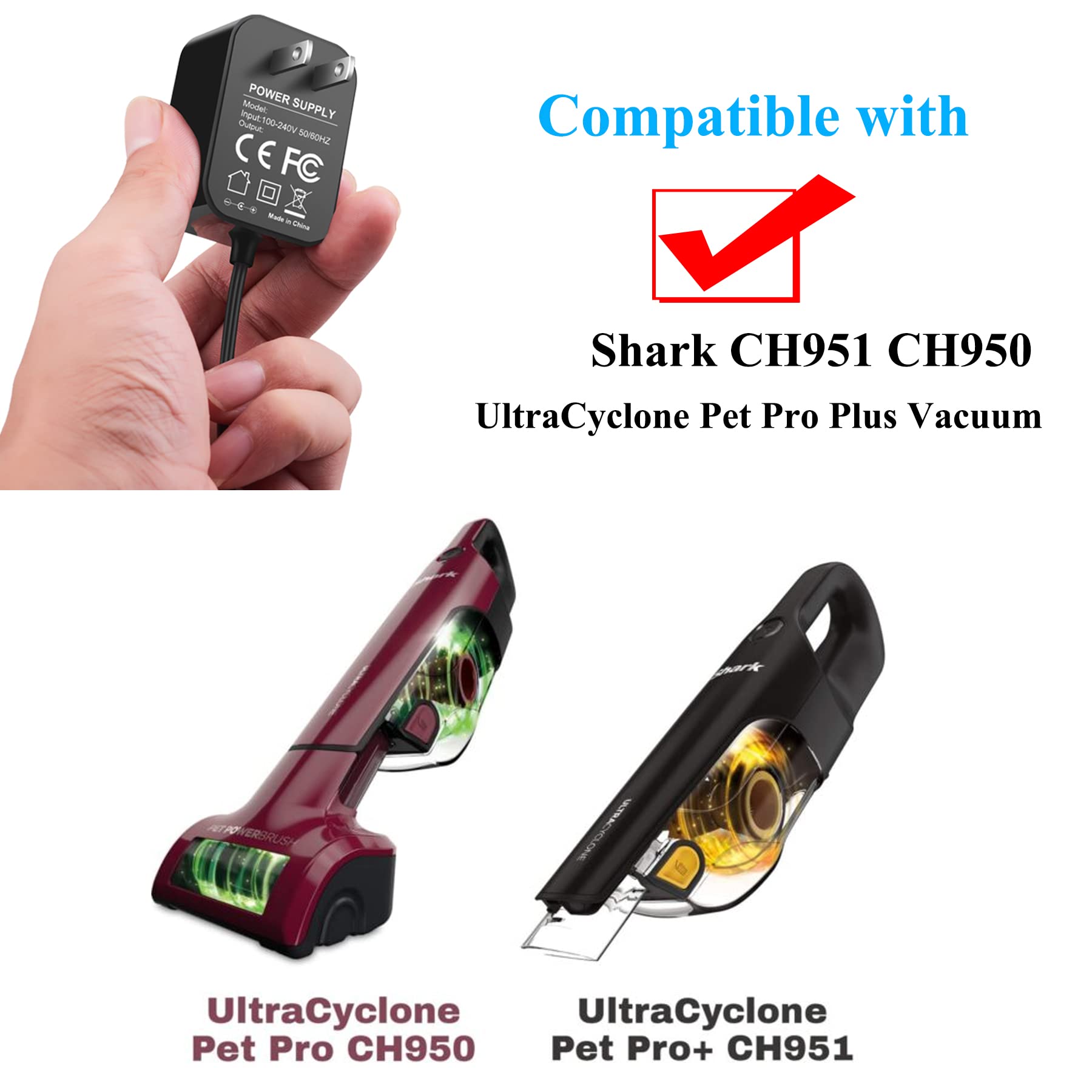 VHBW for Shark Charger Replacement for Shark CH951 Cordless Handheld Vacuum UltraCyclone Pet Pro Plus Vacuum, Fit ZD012S133075USD DK12-133075A-U Power Adapter