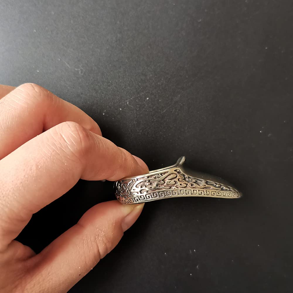 ZZYB Traditional Archery Thumb Ring Handmade Silver Finger Tabs Painless Finger Protector for Bow Hunting Accessory (22mm)