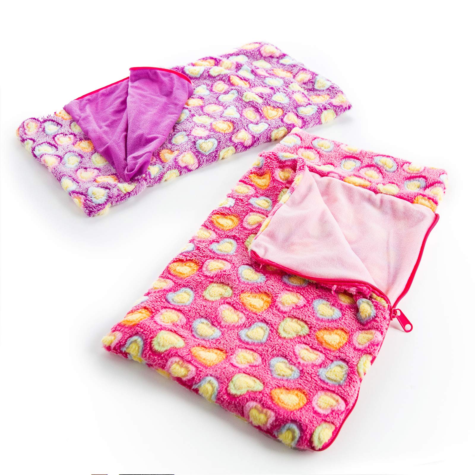 The Queen's Treasures 18 Inch Doll Accessories, Set of 2 Soft Sleeping Bag Bedding (1 Pink and 1 Purple), Compatible with American Girl