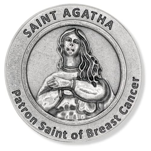 St.Agatha Pocket Token Charm Coin with Prayer Catholic Christian Patron Saint Breast Cancer