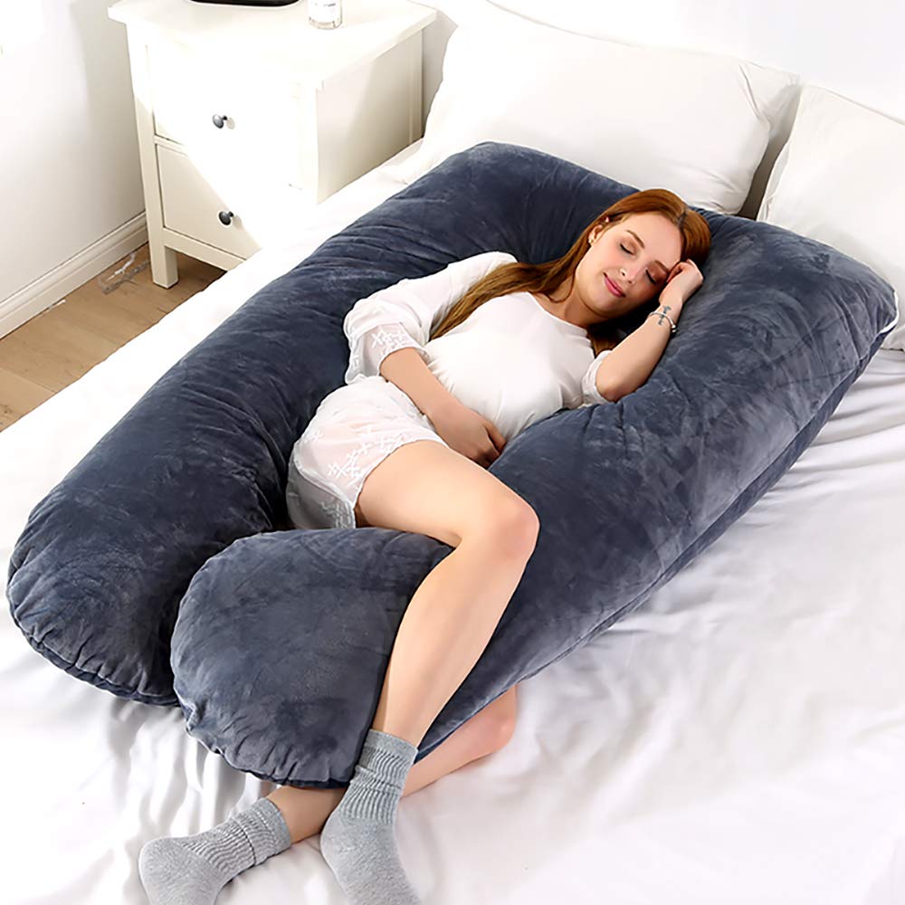 Toplimit Pregnancy Pillow, U Shaped 55" Body Pillow for Pregnant Women Maternity Pillow,Full Body Pregnancy Pillow (Dark Gary)