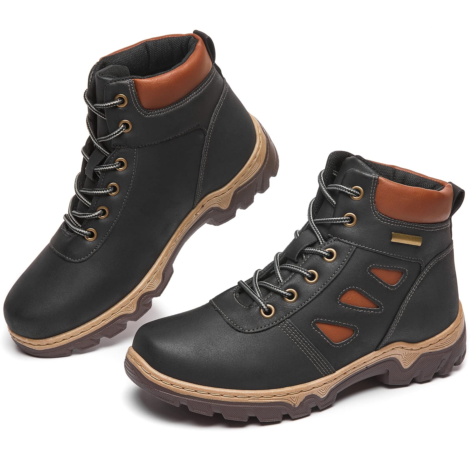 ZGR womens hiking boots Waterproof Non Slip mid boot Outdoor trekking walking Lightweight Hiking Shoes (Black,US11