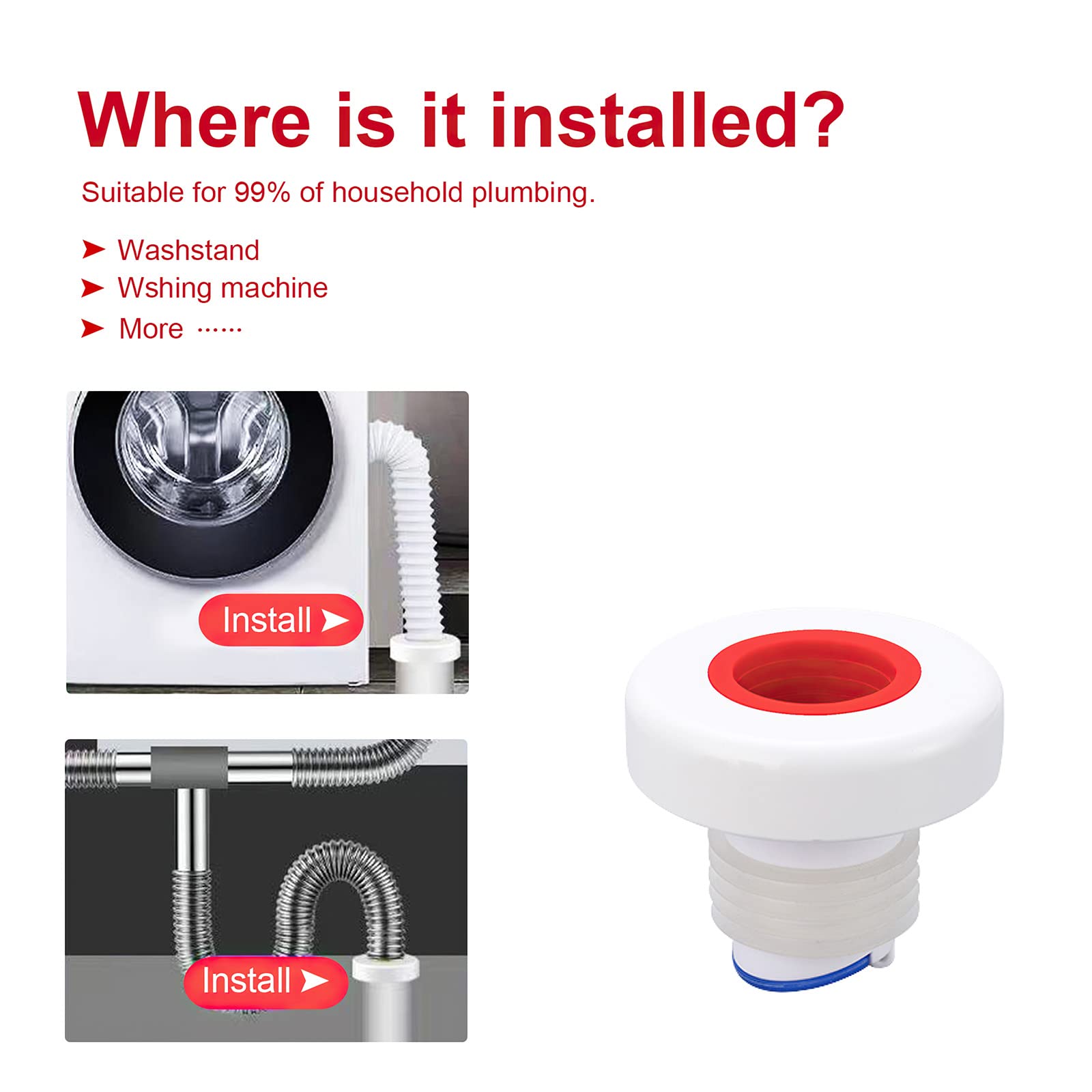 YMSdrain Drain Tube Hose Seal with Magnetic Odor-proof Valve Deodorant Silicone Plug Sealing Plug Sewer Seal Effective Odor-proof Adapter for Sealed Drain Coupling(not for washing machine)