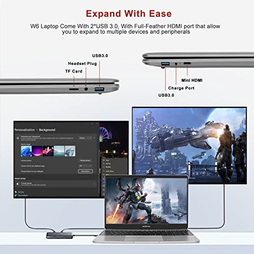 Ruzava 15.6 Inch Laptop Computer, 6GB+128GB SSD, Win 10 Laptop, Celeron J4105 1.5Ghz Processor Notebook, 1920x1080 IPS Display, 2.4G+5G WiFi, BT4.2, Numpad, Fast Charge,WOZIFAN Gray