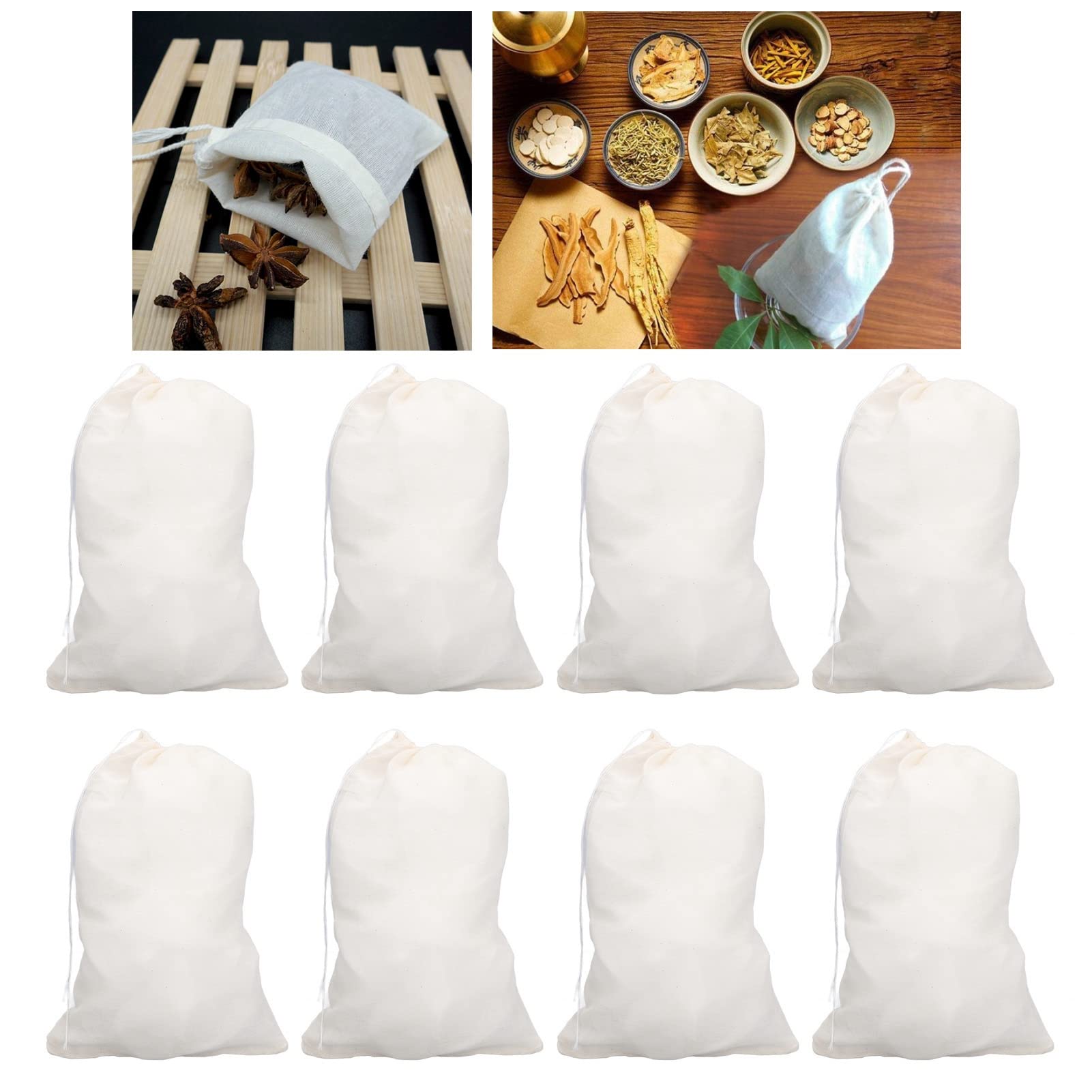 TOTITOM 50PCS 20x30cm Cotton Drawstring Bag Reusable,Muslin Bag Spices Sachet Bag for Household