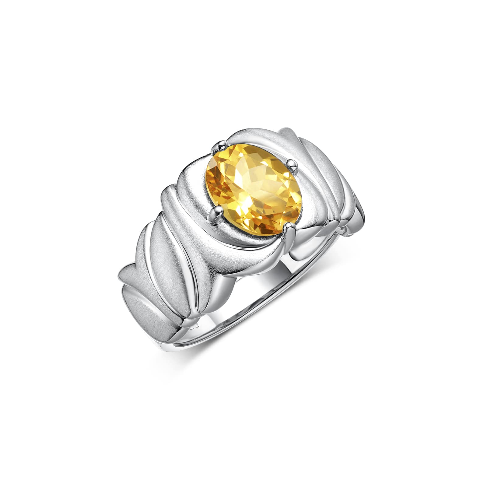 Rylos Solitaire Gemstone Yellow Topaz/Citrine Ring - November Birthstone* Size 12