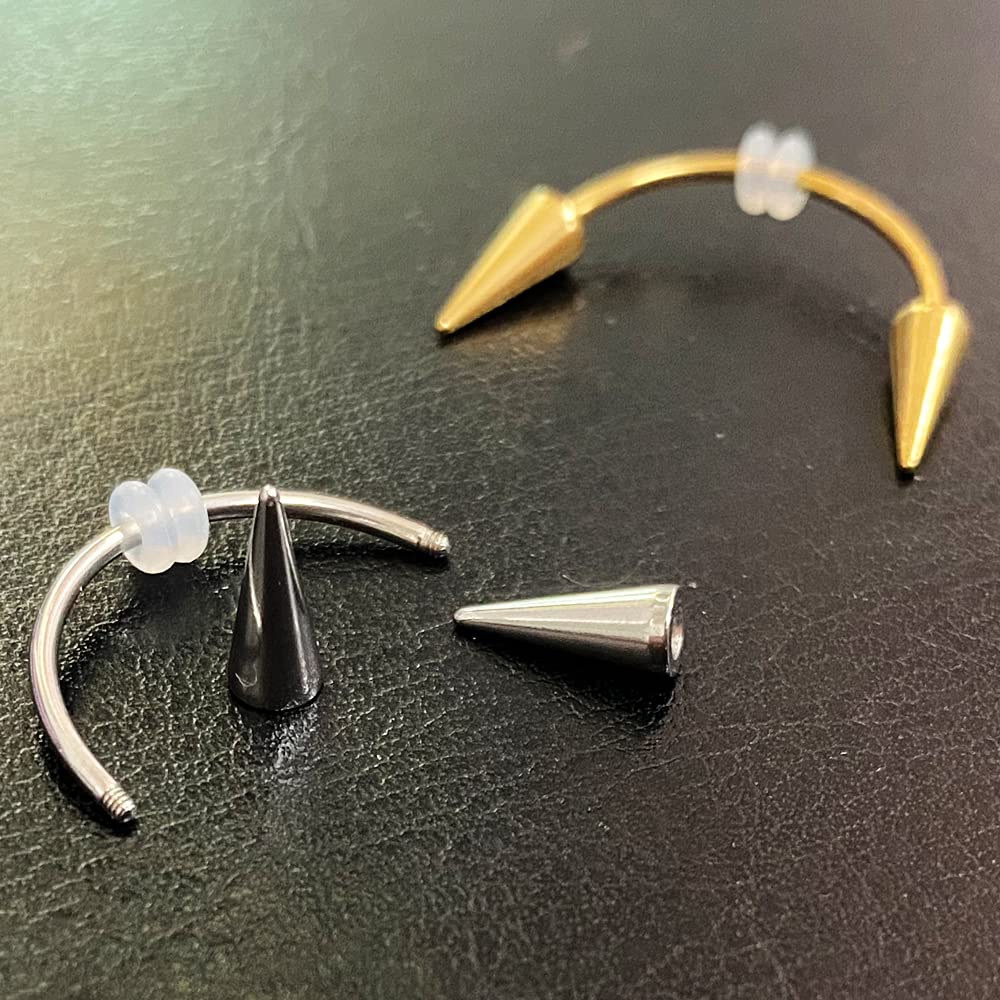 Ypser 2PC Vampire Teeth Ring Stainless Steel Teeth Nail Rings Smiley Piercing Teeth Jewelry (Golden + Silver) 1.2mm (16G)