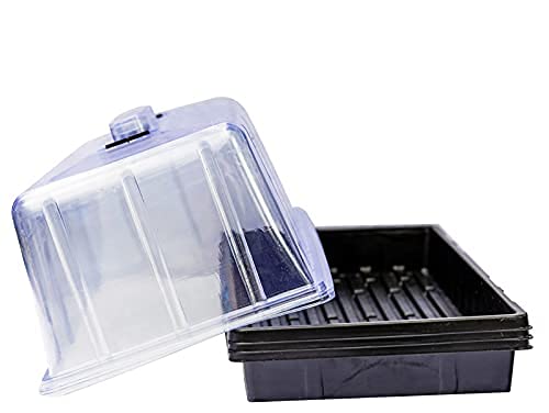 Seed Starter Trays and Humidity Domes - 6 Pack 1020 Trays Cloning Germination and Propagation - Plastic Plant Trays Propagation Domes - Microgreens Growing Trays Seedling Starter Trays No Holes