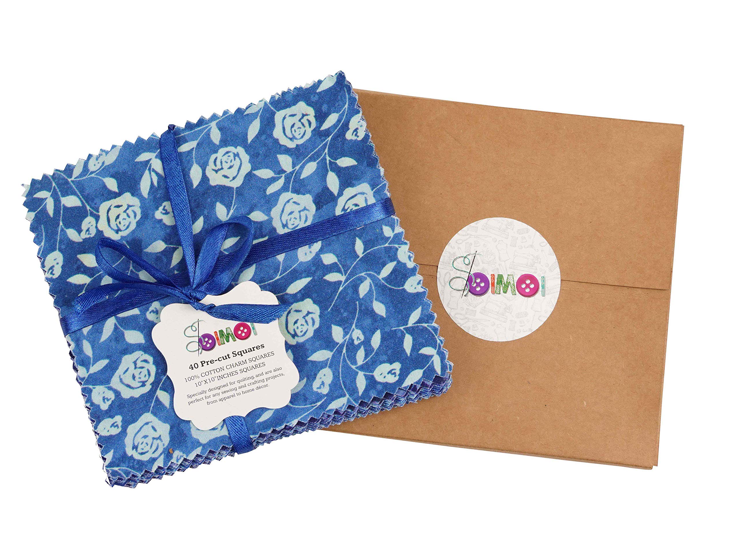 Soimoi Batik Print Precut 10-inch Cotton Fabric Quilting Squares Charm Pack DIY Patchwork Sewing Craft