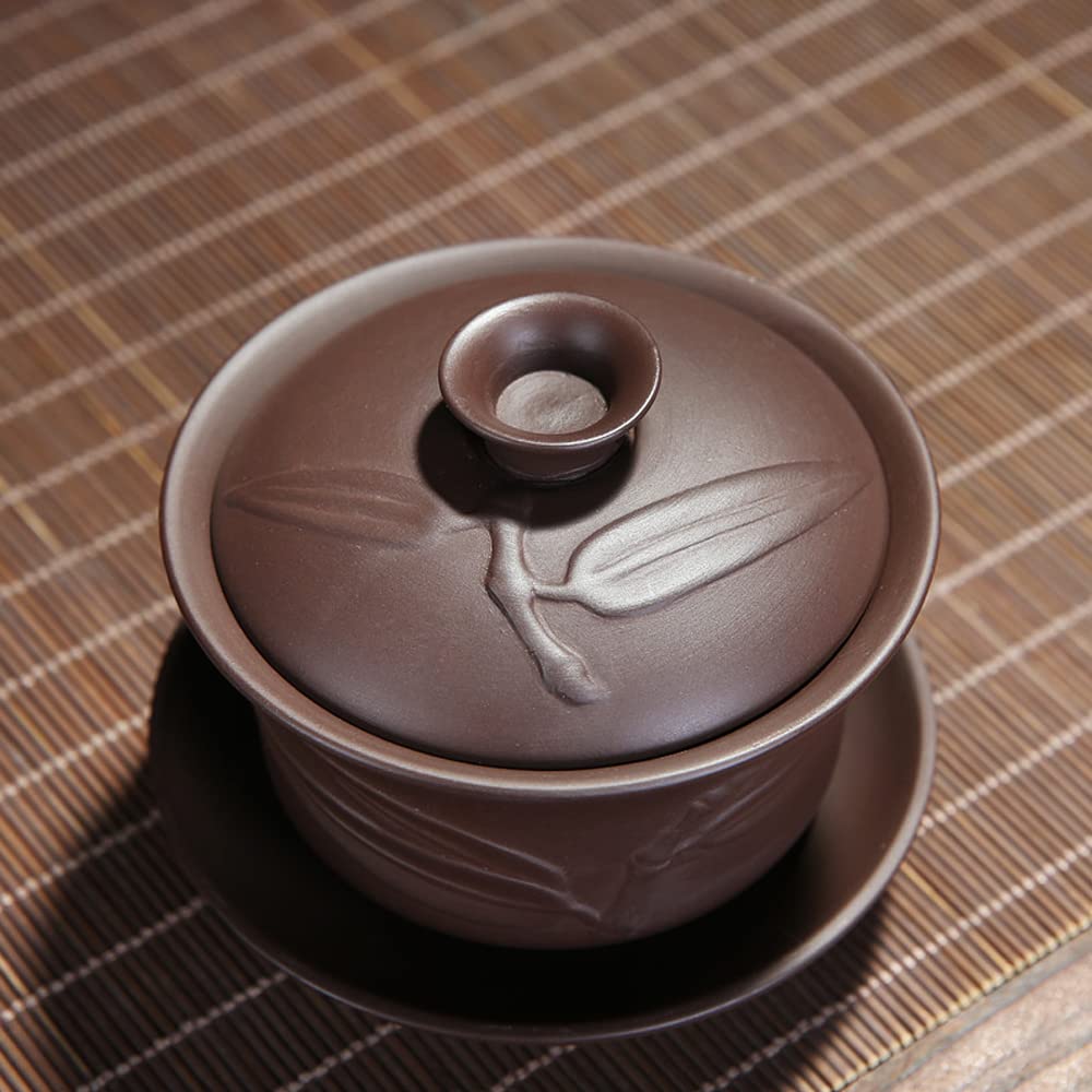 Woonsoon Yixing Chinese Zisha Gaiwan Handmade 150ml China Porcelain Gaiwan Kungfu Teacup Traditional Chinese Teaware Tea Set