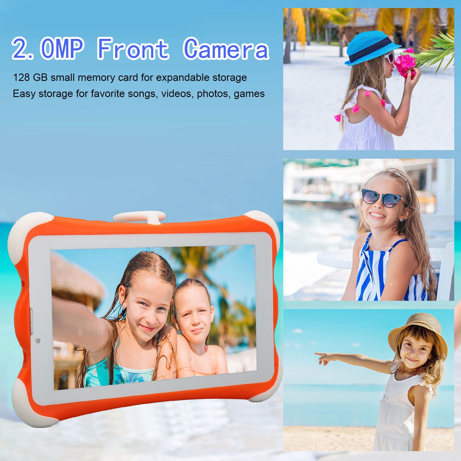 WiFi Kids Tablet, Kids Tablet Dual SIM Dual Standby 128GB Expandable Storage 100β240V RAM 3GB ROM 32GB 7 Inch 1280x800 for Watching TV (US Plug)
