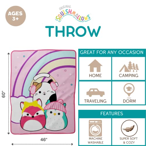 Squishmallows Kids Bedding Super Soft Micro Raschel Throw, 46 in x 60 in, By Franco, Prints may vary as on cloud nine pattern/do not disturb pattern