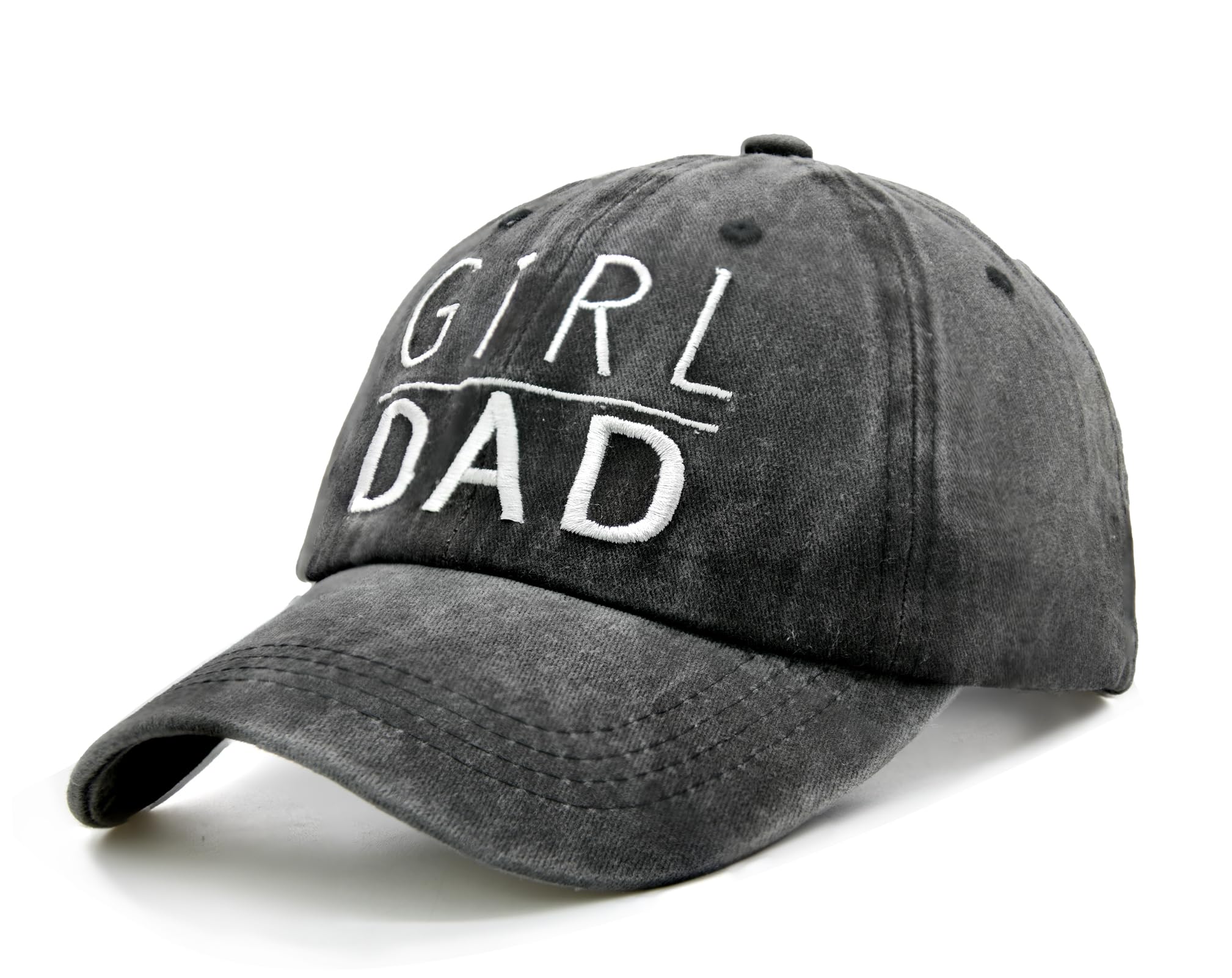 Waldeal Men's Baseball Cap Girl Dad Embroidery Vintage Distressed Unconstructed Hat-Black