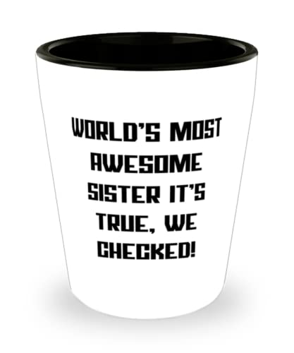 World's Most Awesome Sister It's True, We Checked! Shot Glass, Sister Present From Sister, Reusable Ceramic Cup For Sisters