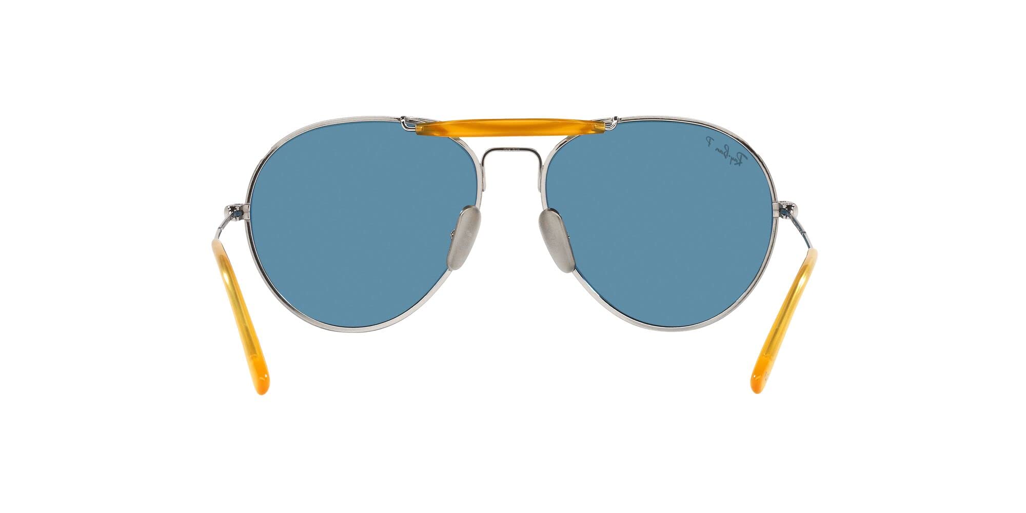 Ray-Ban RB8063 Titanium Aviator Sunglasses, Silver/Blue Polarized, 55 mm