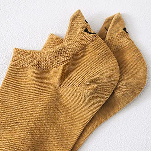 Xhonp Ankle Cute Socks 5 Pairs Cotton Kawaii Embroidered Funny Low Cut Socks for Women Socks (Smiling face A)