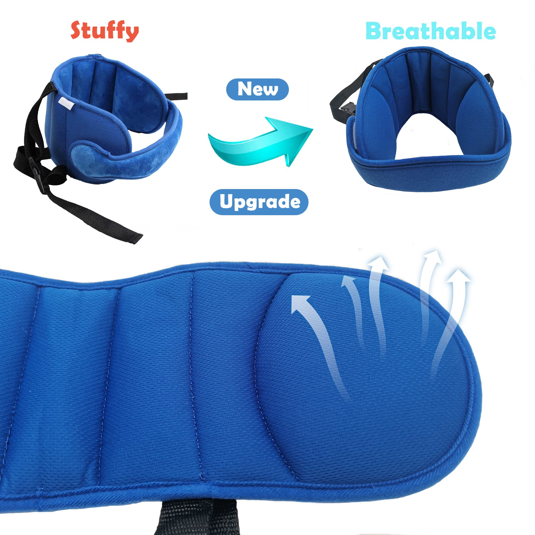 StoHua Adjustable Child Car Seat Head Support - Toddler Carseat Head Neck Pillow Strap, Kids Safety Neck Relief Head Support Band Sleep Strap, Brown