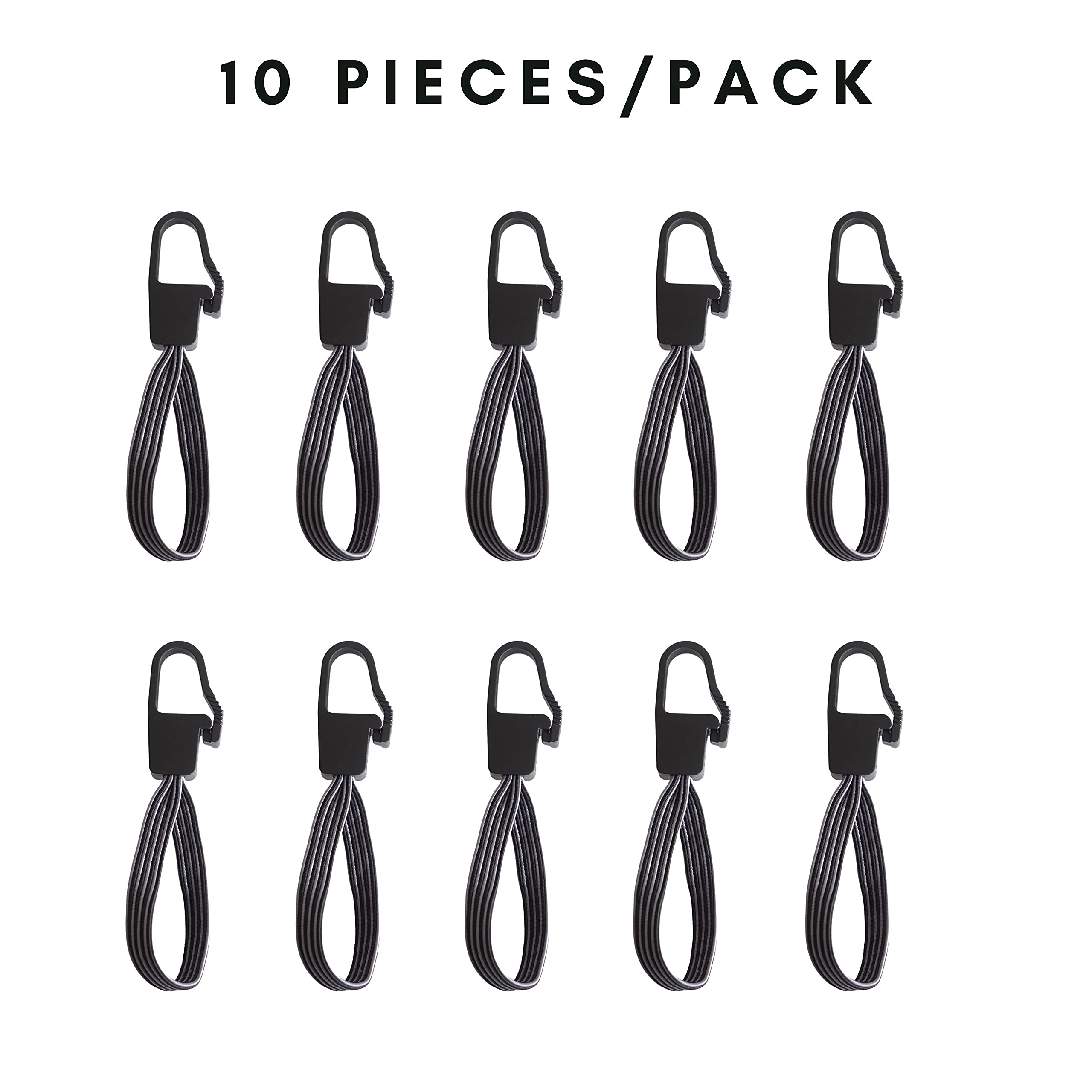 VINCITA 10 Pack Bungee Cord with Lockable Hooks Black 0.6"X7" - Heavy Duty Strapping Tape Hooks - Short RubberTie Downs for Camping, Tent, Pop Up, Tarp, Trucks, Boats (Gray)