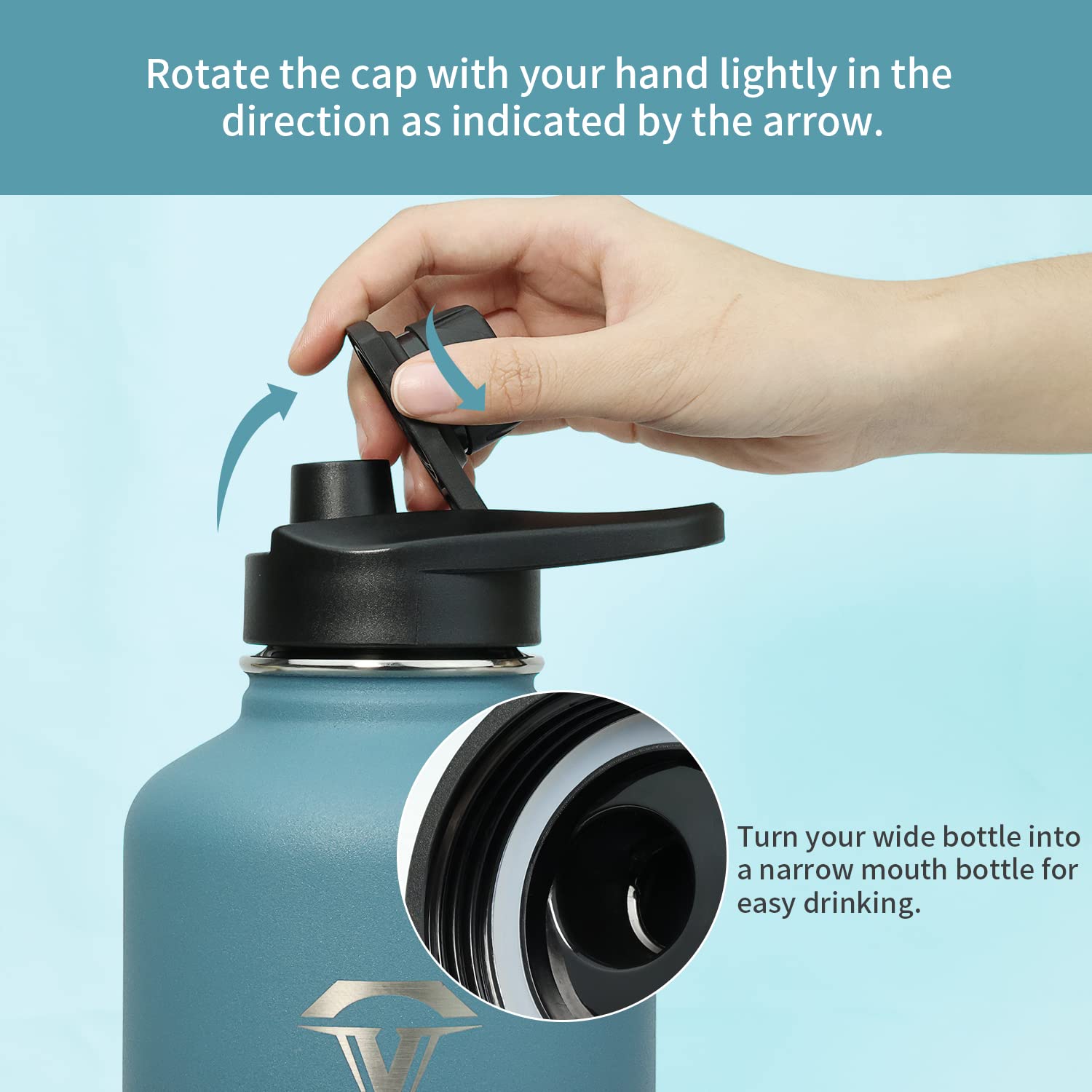 Water Bottle Lid, Topre Spout Lid BPA-free Leak proof Wide Mouth Easy Clean Replacement Cap for 64oz Insulated Water Bottle Accessories