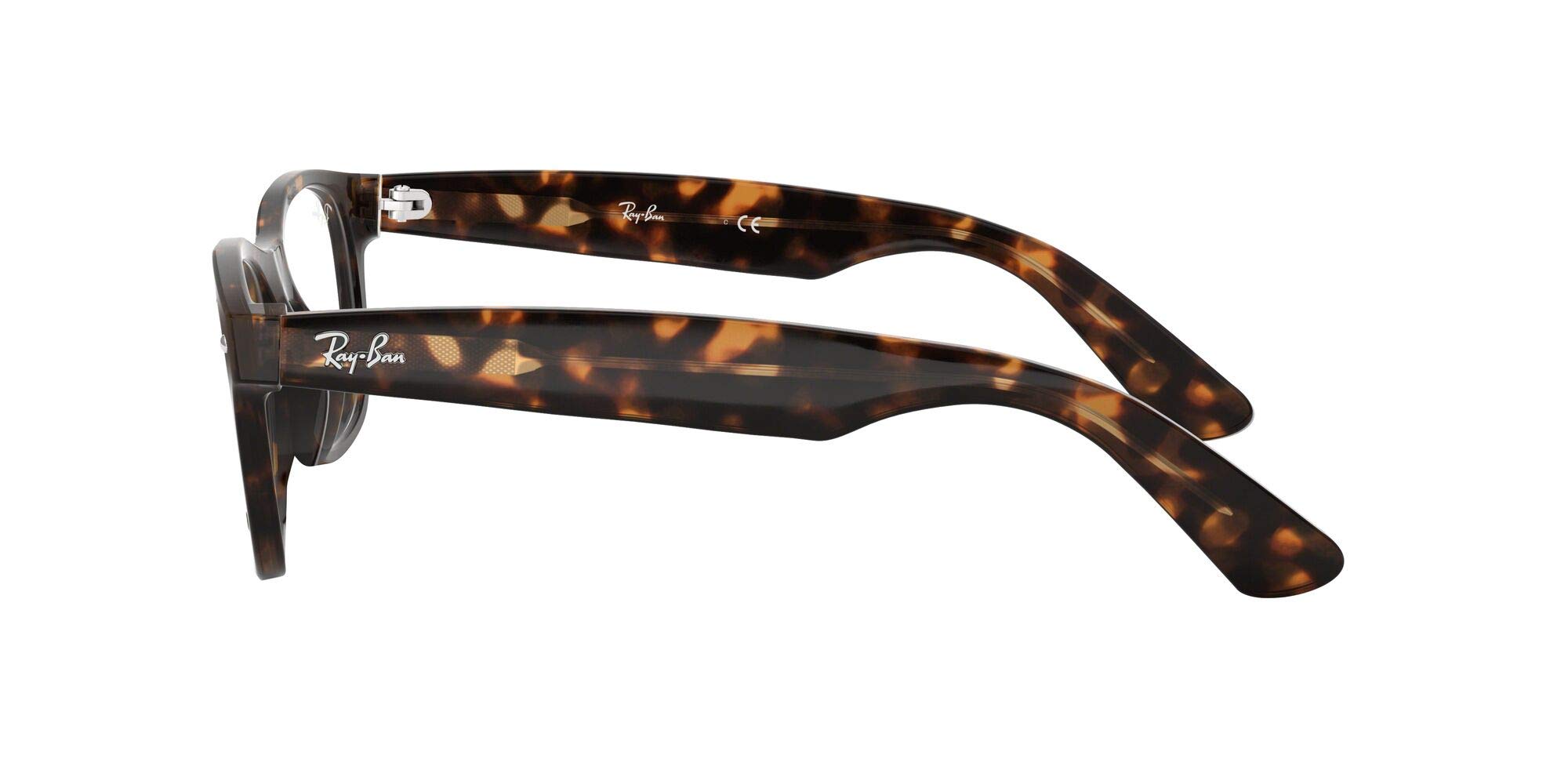 Ray-Ban RX5184F New Wayfarer Low Bridge Fit Square Prescription Eyeglass Frames, Dark Havana/Demo Lens, 52 mm