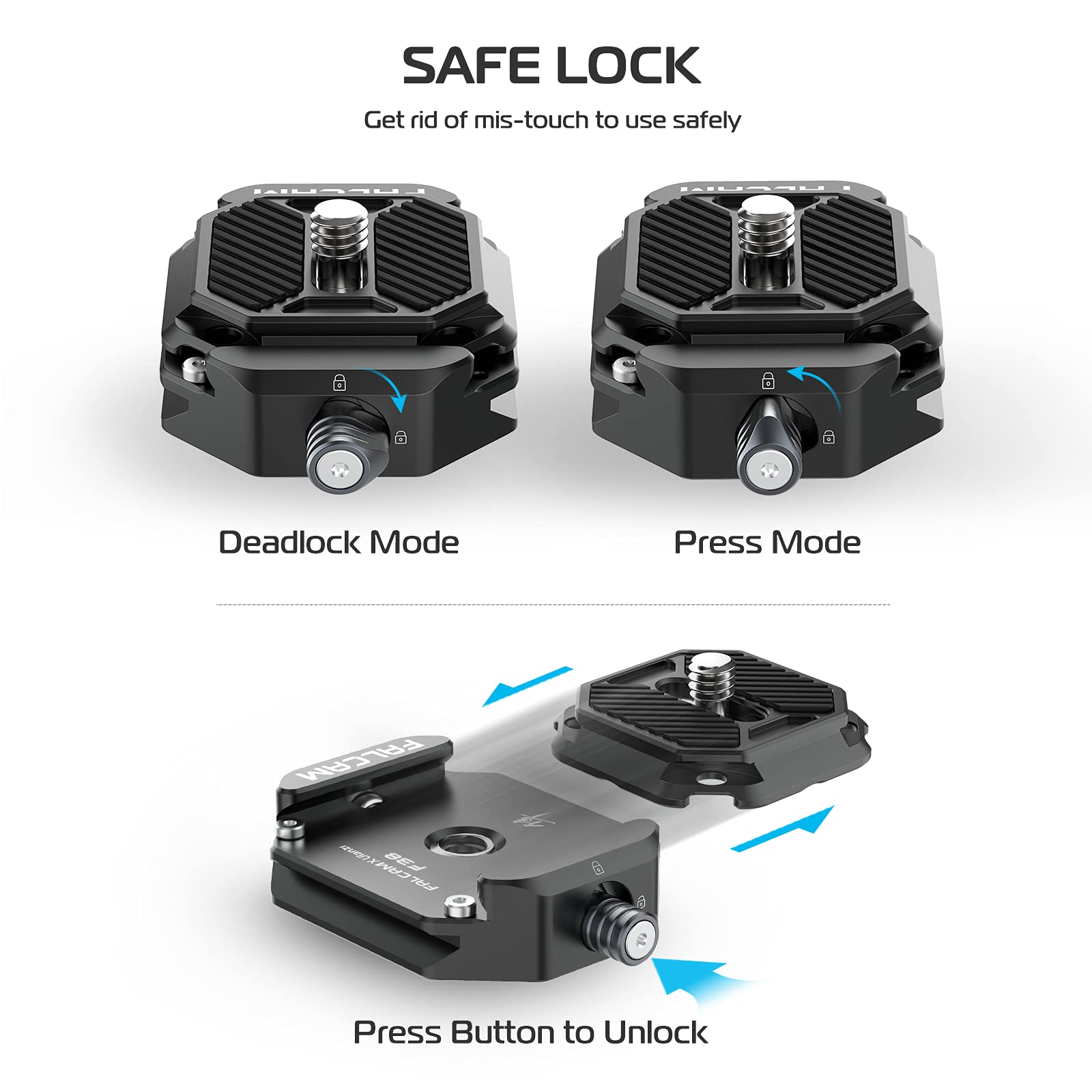 VIJIM FALCAM F38 Quick Release Plate,38mm Universal Camera Mounting Adapter w 1/4in-3/8in Screw Thread,Aluminum Quick Release System QR Plate,Fits for Sony Canon Tripod Monopod DSLR Stabilizer Slider