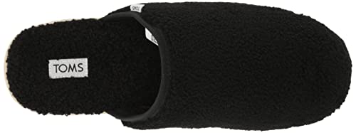 TOMS Men's Harbor Slipper, Black Faux Shearling, 10.5
