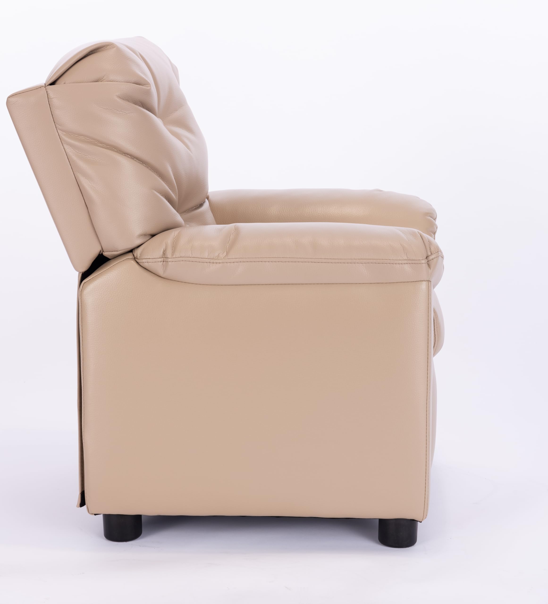 Q-Max Tufted Back Sofa Chair with Pillow Top Armrest and Footrest, Beige Finish Children Recliner