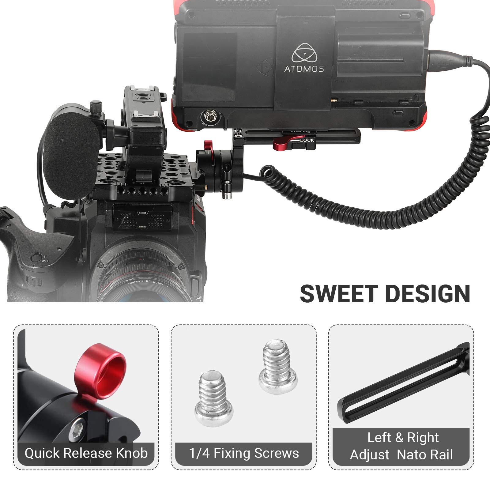 SMALLRIG Quick Release EVF Mount Monitor Support with NATO Rail and NATO Clamp – 2113