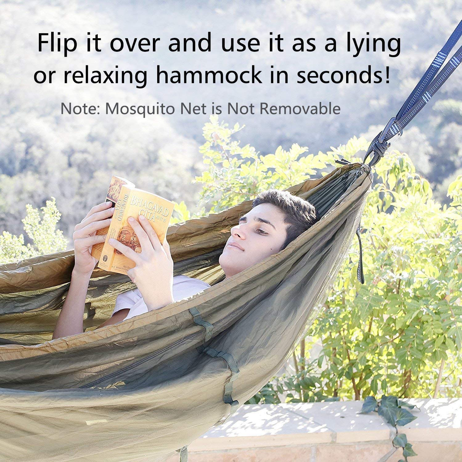 Sunyear Camping Hammock with Net & Sunyear Hammock Rain Fly Tent Tarp Provides Effective Protection Against Rain