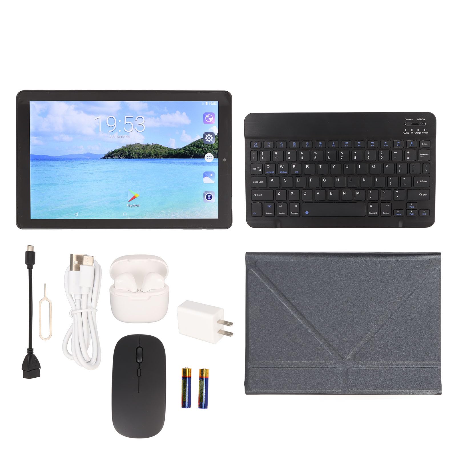 WiFi Tablet, 2 in 1 IPS Screen 10.1 Inch Digital Tablet for Learning for Entertainment (US Plug)
