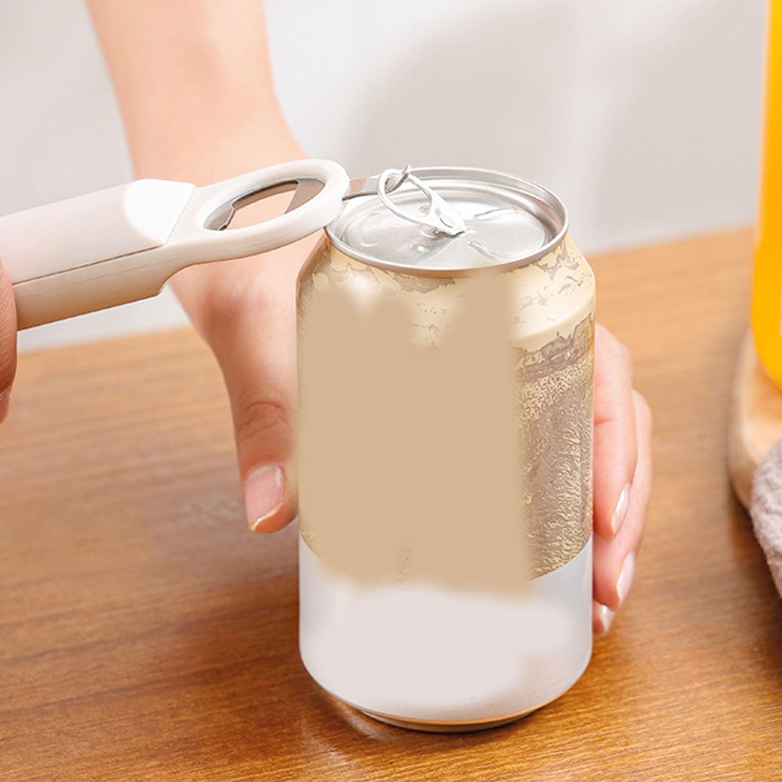 Stainless Steel Adjustable Cap Screwer 3 in 1 Multifunctional Retractable Jar Bottle Opener Pop Tab Opener Auxiliary Bottle Opening Tool Scientific Lever Principle (Beige)