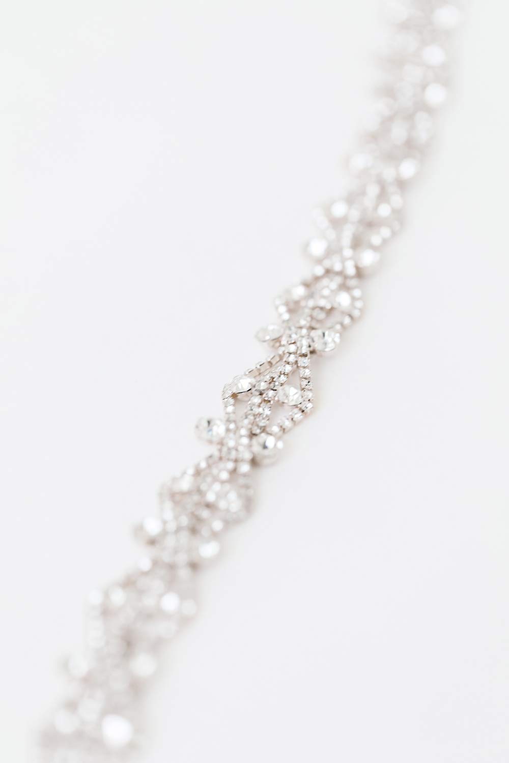 SWEETV Crystal Bridal Belt Rhinestone Wedding Dress Belt Sash Headband for Bride Bridesmaid, Silver