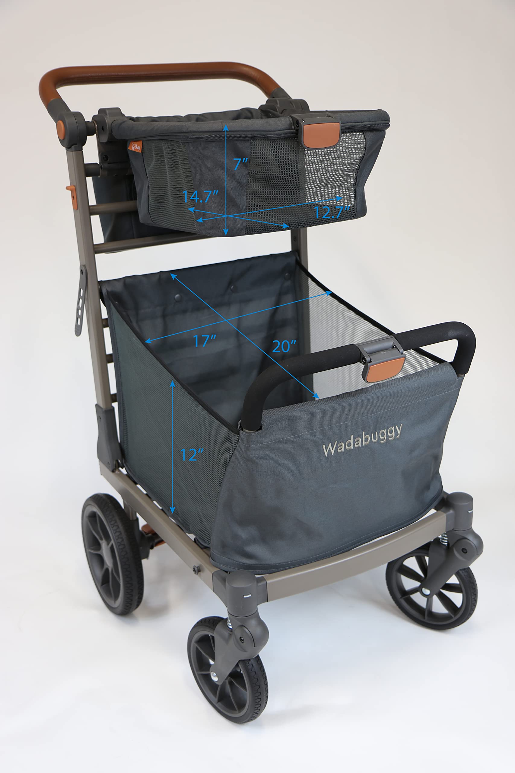 Wadabuggy Heavy Duty Folding Shopping & Utility Cart, Glides Effortlessly - Easy to Maneuver, Lightweight Push & Pull Behind Cart w/3 Storage Baskets