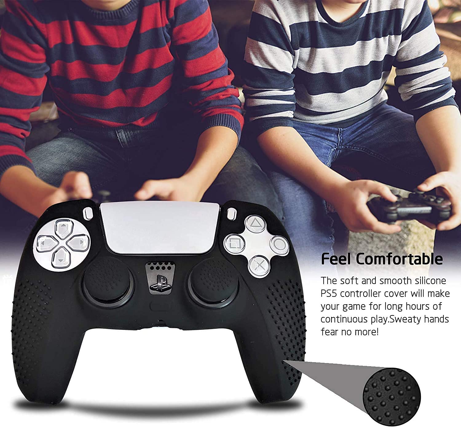 TUODAW Vinyl Sticker Pattern Decals Skin for PS5 Playstation 5 Console and 2 Controllers Skins (Disk Version, Black)