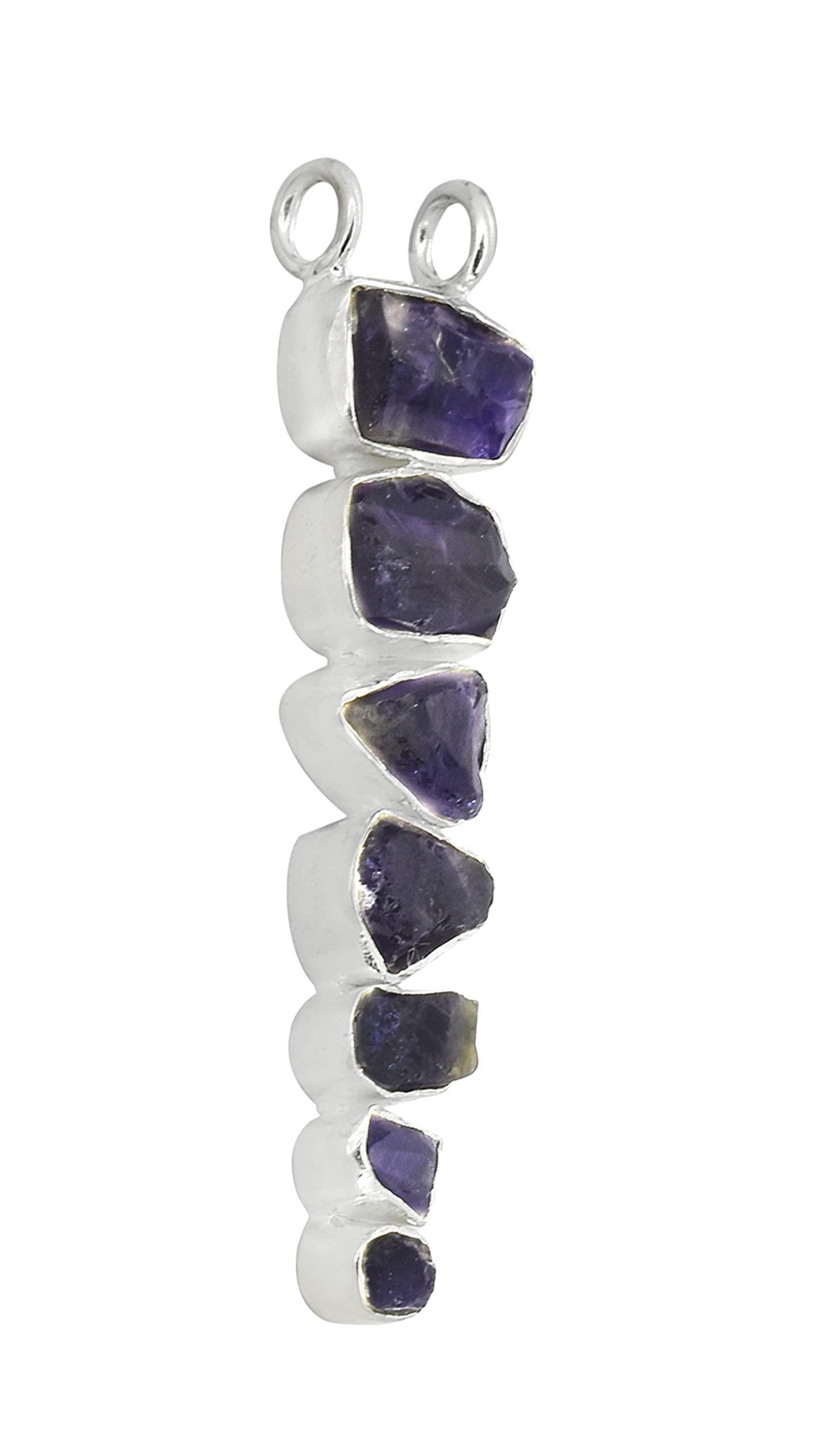 YoTreasure Raw Blue Tanzanite Pendant 925 Sterling Silver Long Chain Necklace Jewelry