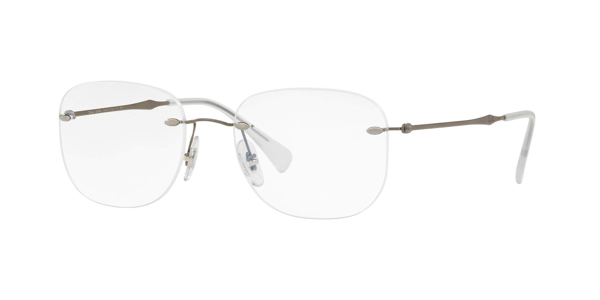 Ray-Ban RX8748 Titanium Oval Prescription Eyeglass Frames, Gunmetal/Demo Lens, 50 mm