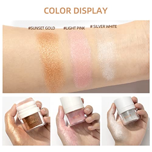 Yeweian Body Glitter, Polvo De Hadas Face Highlighter Makeup Powder, Body Shimmer Fairy Makeup, Bronzer Shine Foundation Blush, Lip Eye Hair Body Glitter Spray Powder Makeup (01Silver White)
