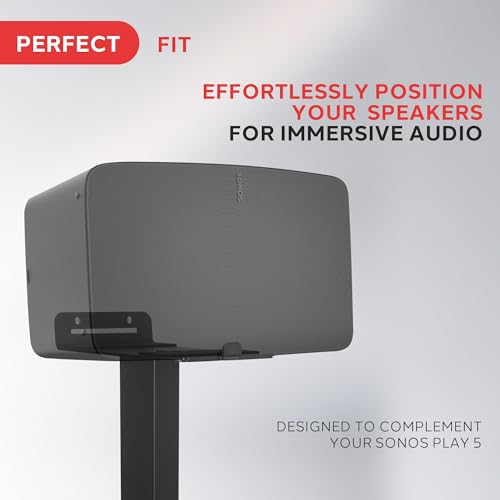 Pyle Sonos Speaker Mount Stand - Reinforced Steel 2nd Gen Play 5 Sonos Speaker Holder w/ 14.3 x 6.5 Inch Speaker Tray, Heavy Duty 14.5β x 9.4β Base, Powder Coat Finish - Pyle PSTNDSON17, Black