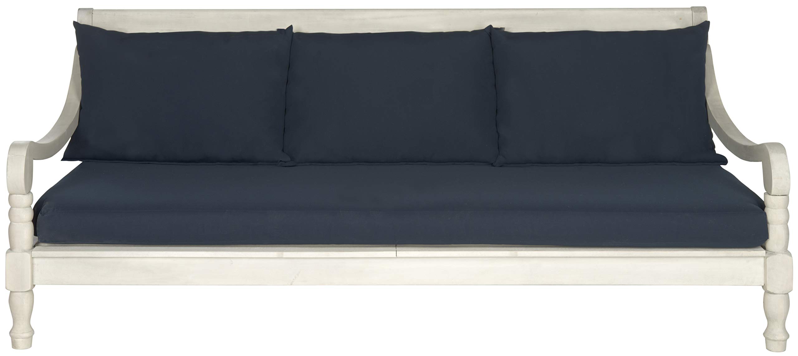 Safavieh Outdoor Collection Pasadena Grey Day Bed PAT6724K, Dark Slate Gray/Beige