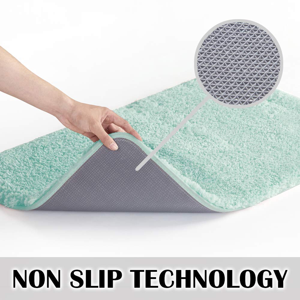 Suchtale Bathroom Rug Non Slip Bath Mat for Bathroom Water Absorbent Soft Microfiber Shaggy Bathroom Mat Machine Washable Bath Rug for Bathroom Thick Plush Rugs for Shower (16 x 24 Peach)