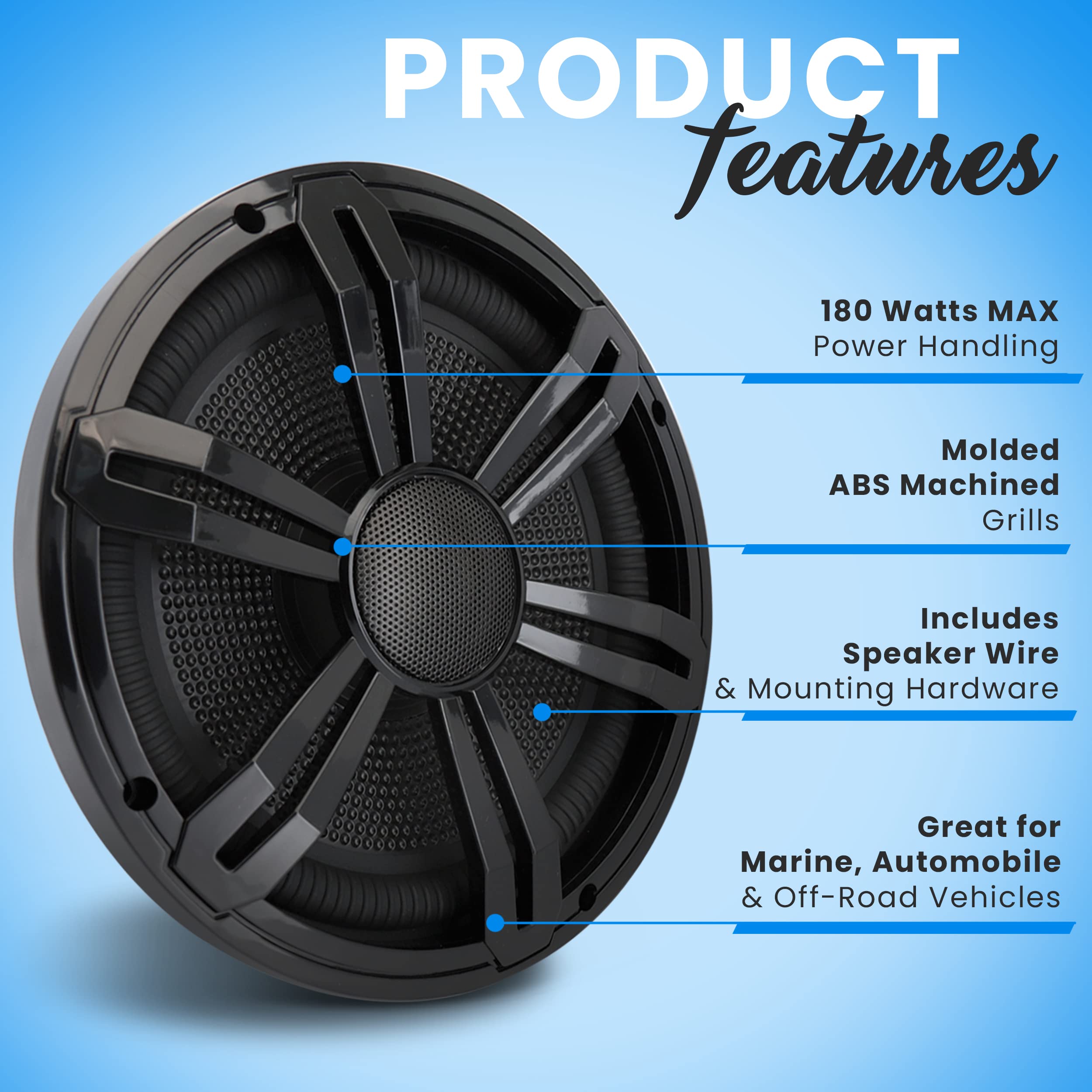PyleUsa 8β Slim Marine Subwoofer-300W 4 Ohm Waterproof Car Component Speaker System, Low Profile PP Cone w/Rubber Edge, 30 Oz Magnet 1.5" Voice Coil, for Custom Audio Boat Truck Mobile Vehicle (Black)