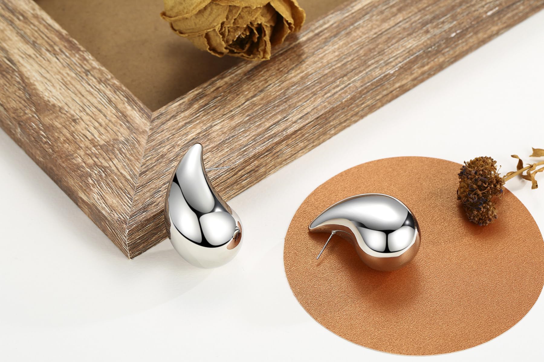 Tear Drop Earring Dupes Extra Large, Trendy Chunky Gold Hoop Earrings For Women Sensitive Ears Hypoallergenic Trendy Waterdrop Jewelry Gift (large silver)
