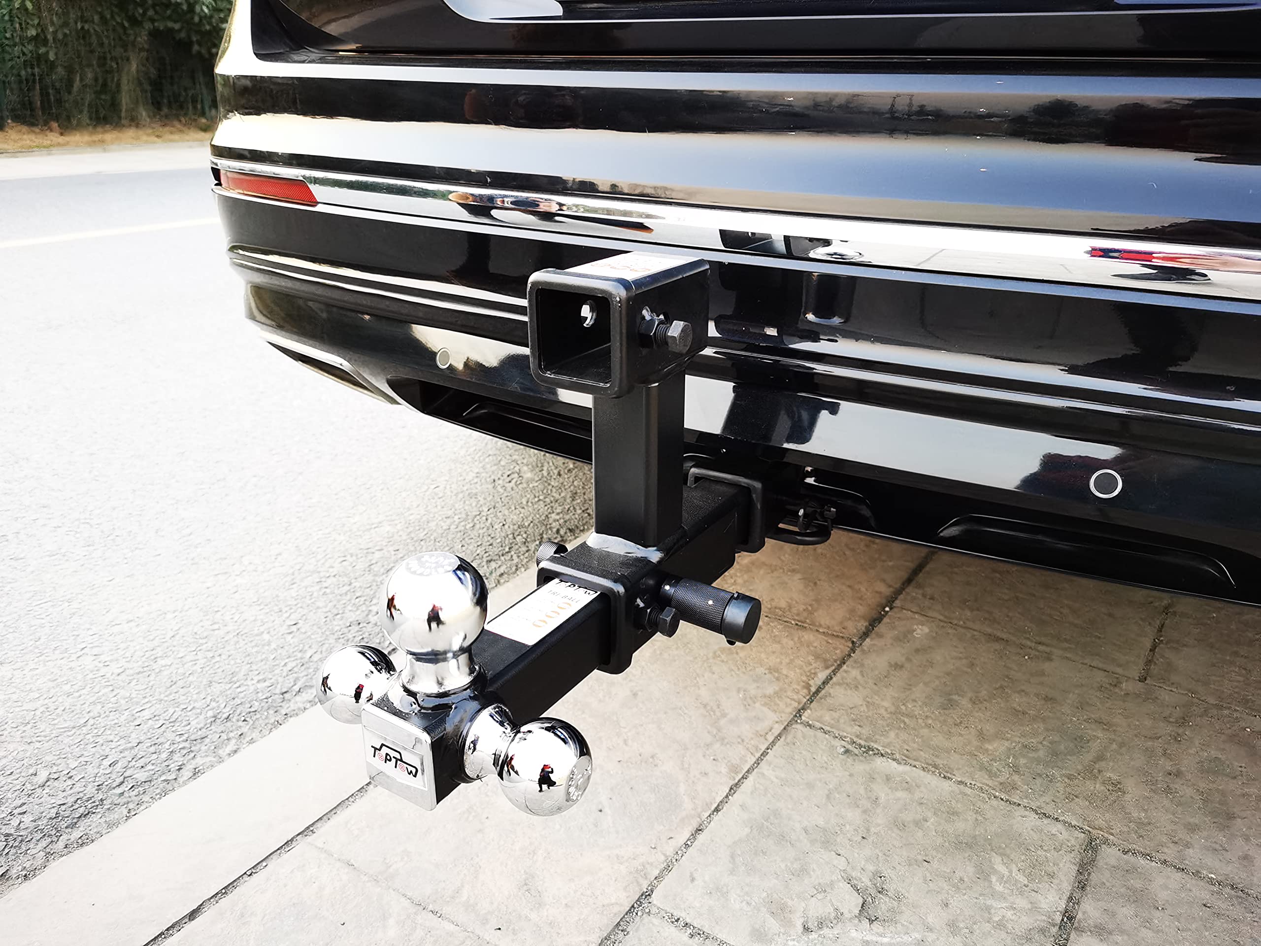 TOPTOW 64131HL Dual Hitch Extension with Hitch Lock, Fits for 2 inch Receiver, Extender to 10 inch Max. Length & 7-1/2" Riser
