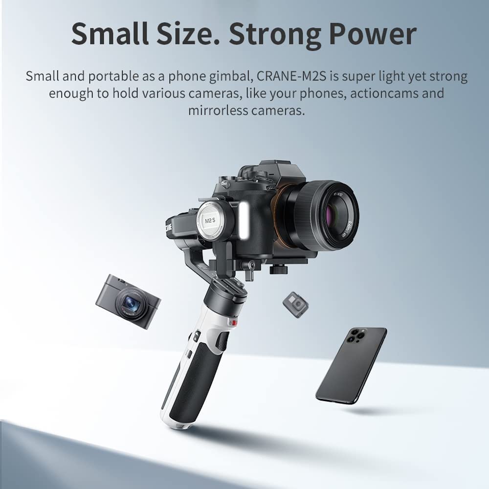 Zhiyun Crane M2S Gimbal Stabilizer for Smartphone Mirrorless DSLR Camera Action Camera,3-Axis Gimbal for iPhone Gopro Sony Canon Nikon Fujifilm Panasonic Sigma(Zhiyun Crane M2 Upgrade Version)