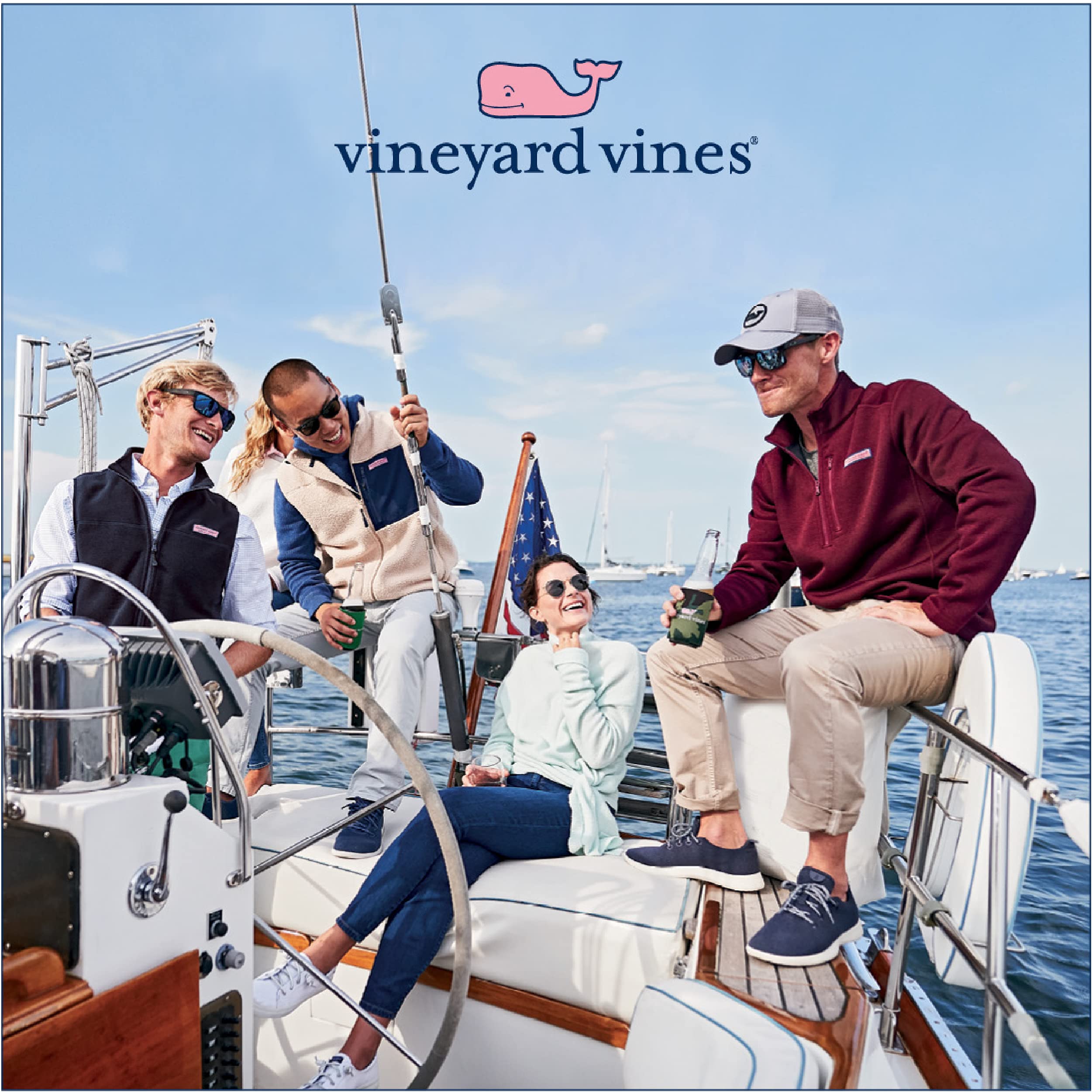 vineyard vines Men's Saltwater Quarter-Zip Pullover Sweater, White Cap/ Marlin, S
