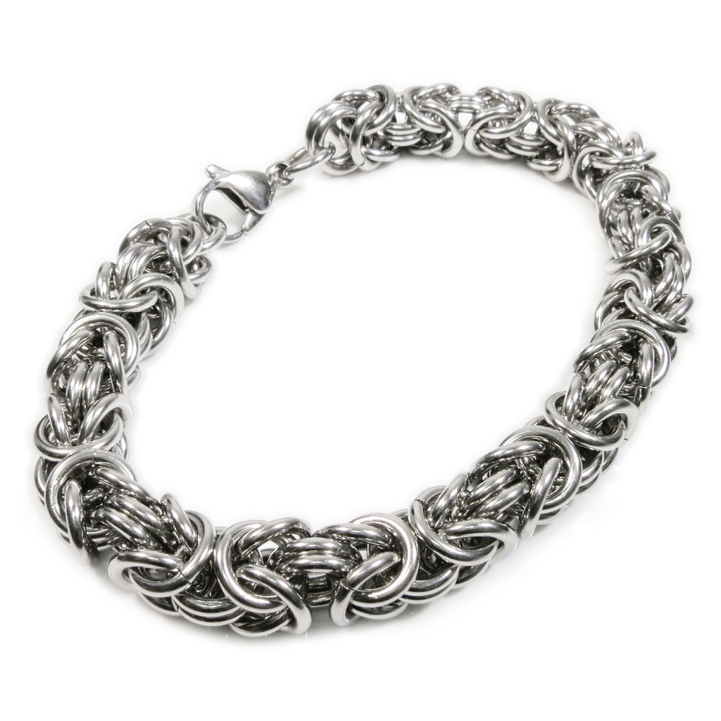 Stainless Steel Round Byzantine Chain Bracelet 8mm 9inch