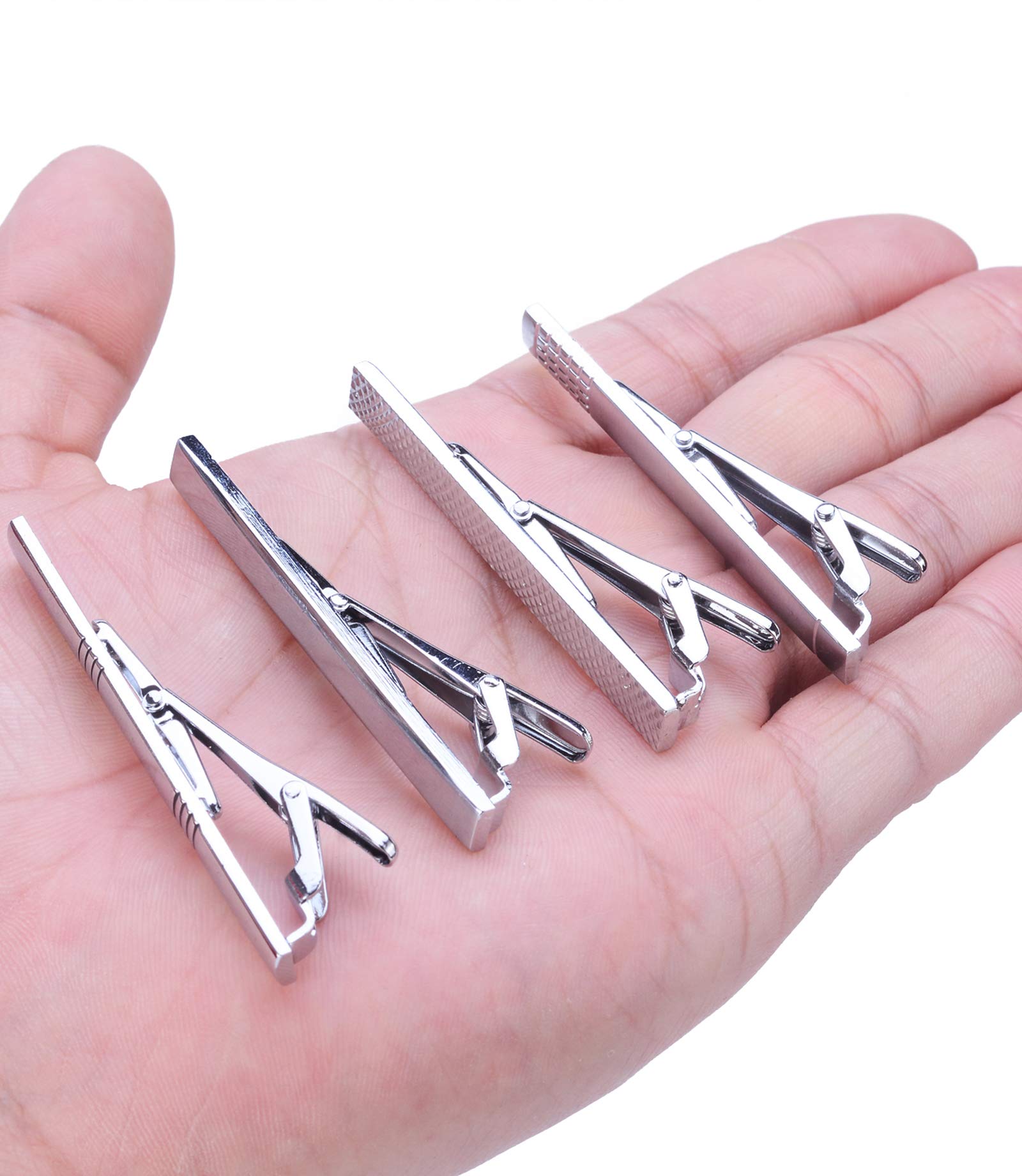 Tornito 4Pcs Tie Clips Set for Men Tie Bar Clip Set for Regular Skinny Ties Necktie Wedding Business Clips for Men