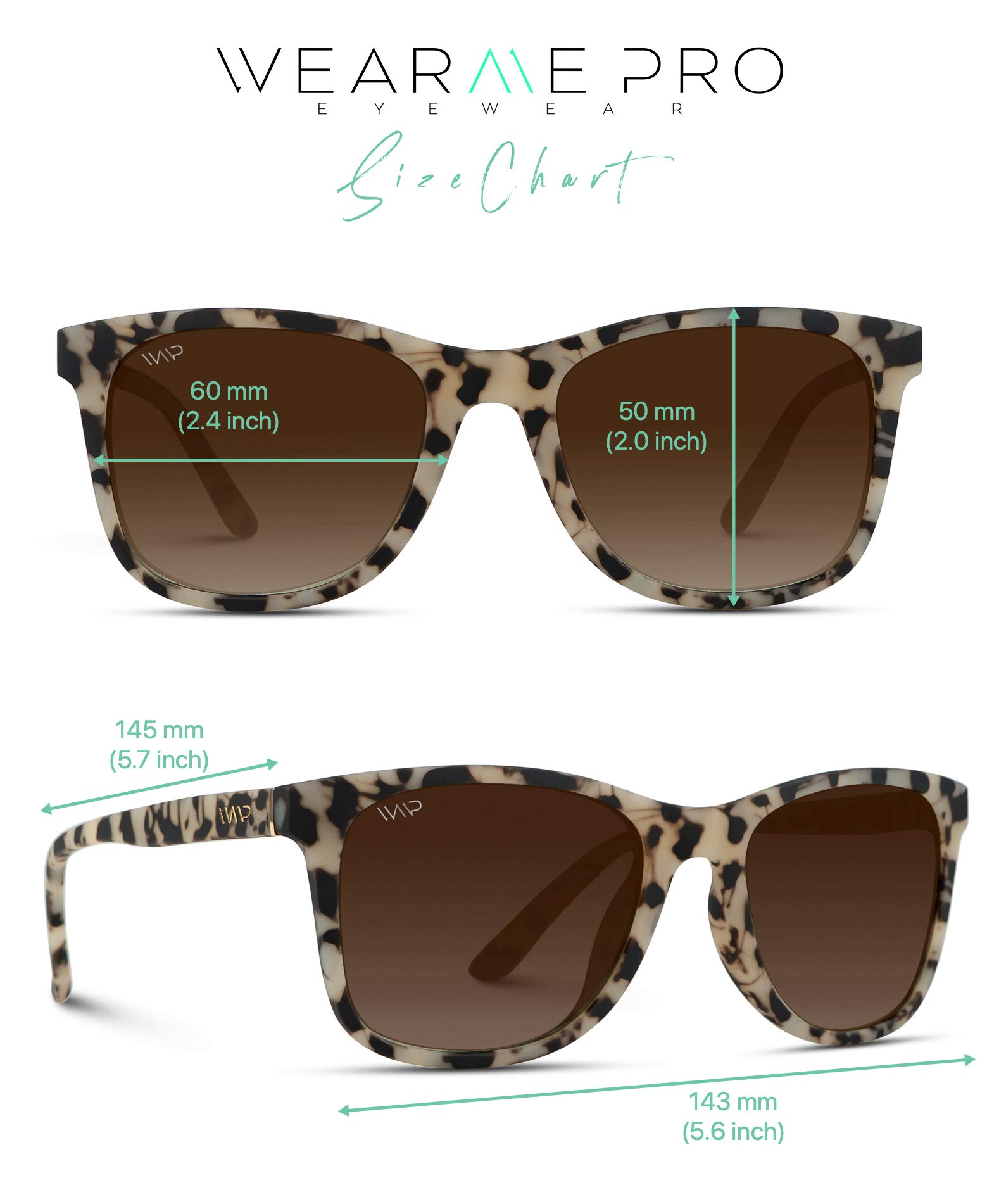 WearMe Pro - Square Classic Horn Rimmed Polarized Sunglasses For Women (Clear Brown Frame/Brown Lens)