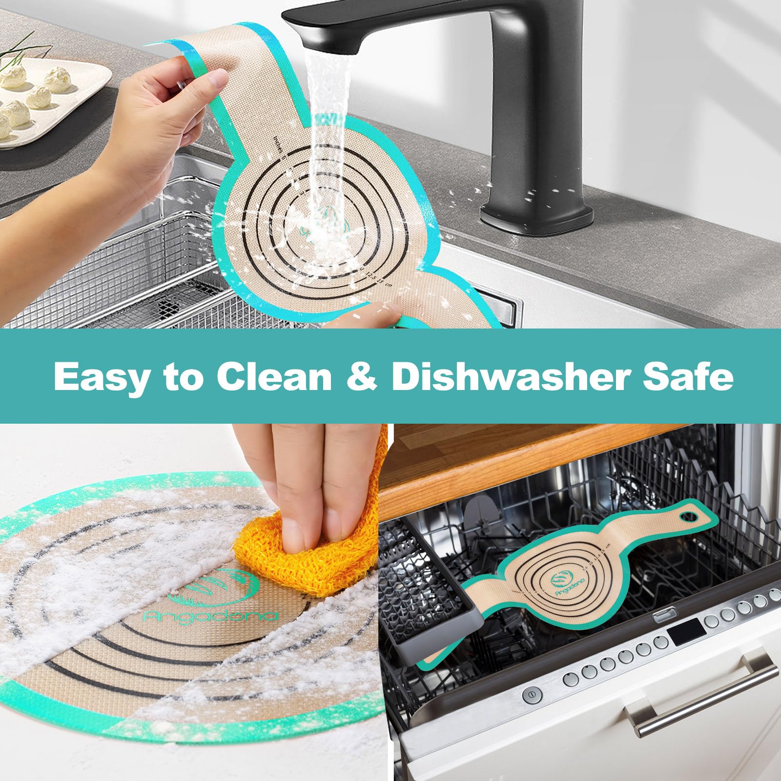 Silicone Bread Sling Dutch Oven - Best Japan Silicone. Non-Stick & Easy Clean Reusable Silicone Bread Baking Mat. With Extra Long Handles Bread Baking Sheet Liner, 2 Aqua Sky Set Transferable Dough
